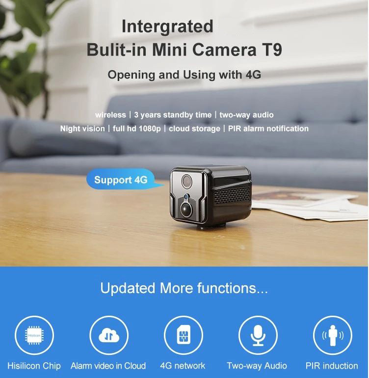 Mini wireless wifi ip camera PIR cloud storage 1080p two-way audio P2P ...