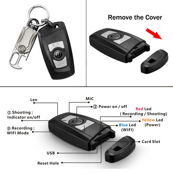 The most high-definition 4K car key spy hidden camera 3840x2160 resolu ...